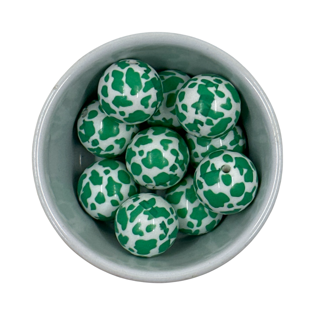 Green And White Cow Printed Bead - Stars at Night Co
