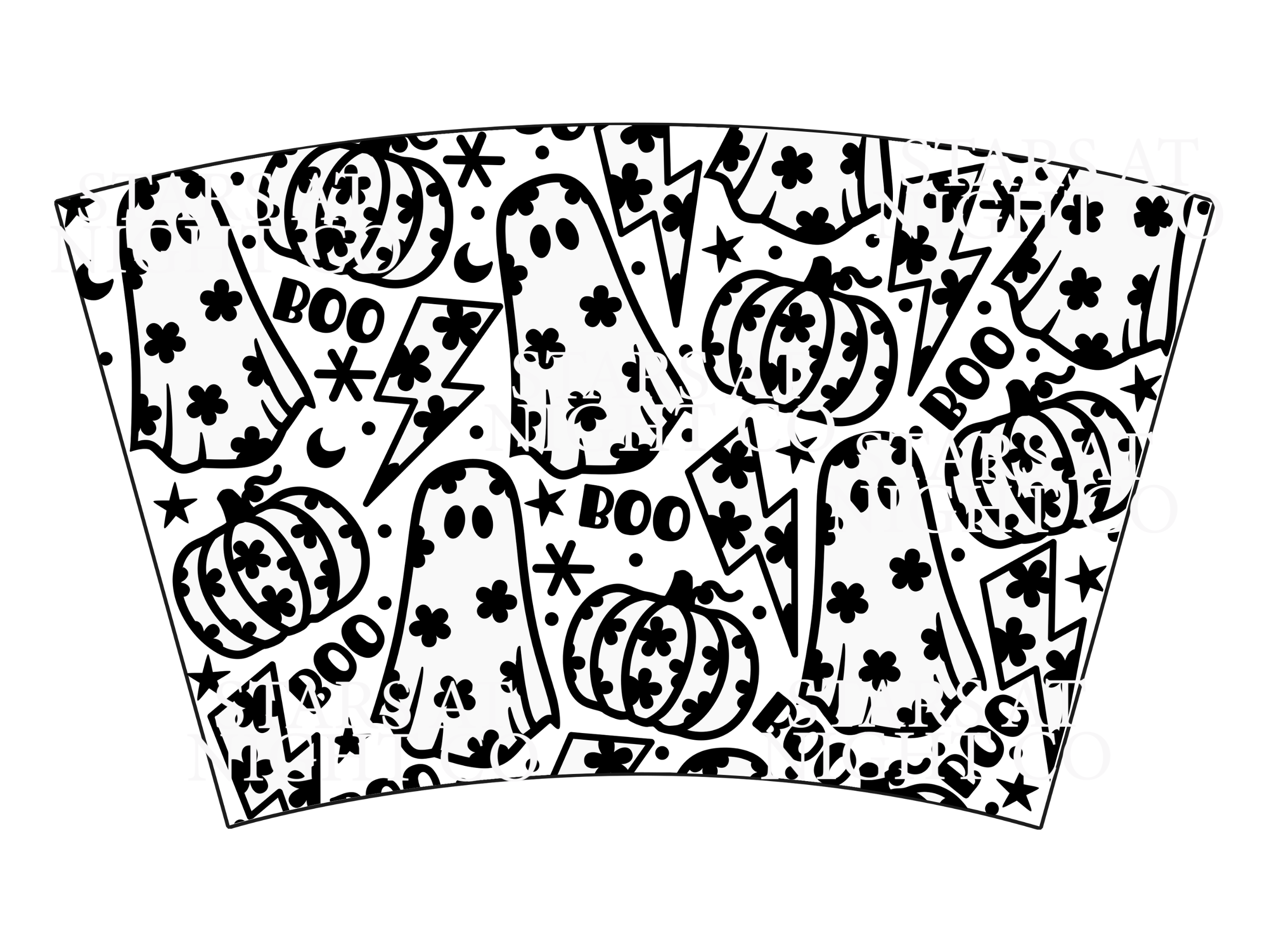 Black and White Ghost with Lightning Cold Cup Wrap - Stars at Night Co