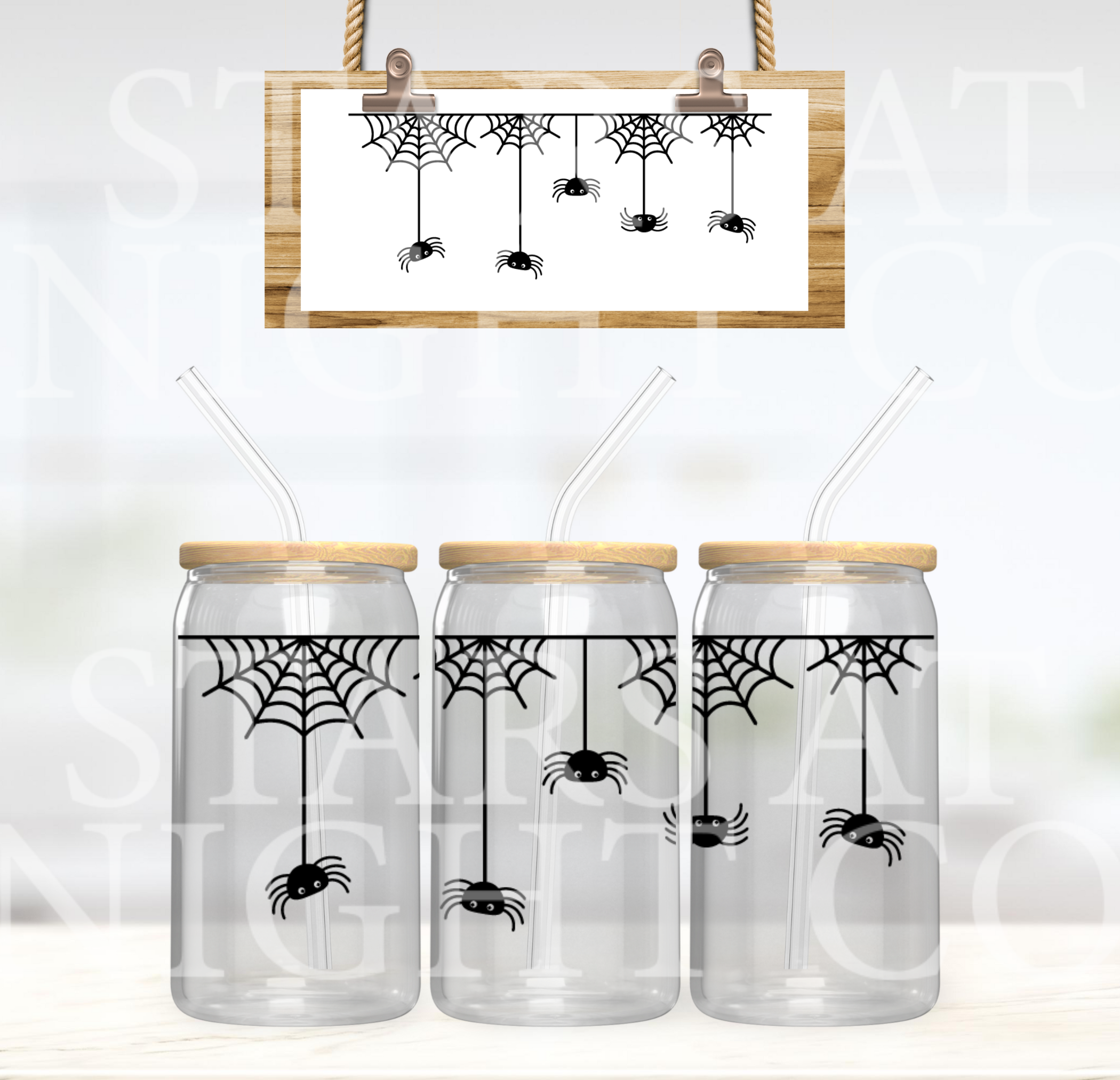 16 oz Dangling Spiders Libbey Wrap - Stars at Night Co