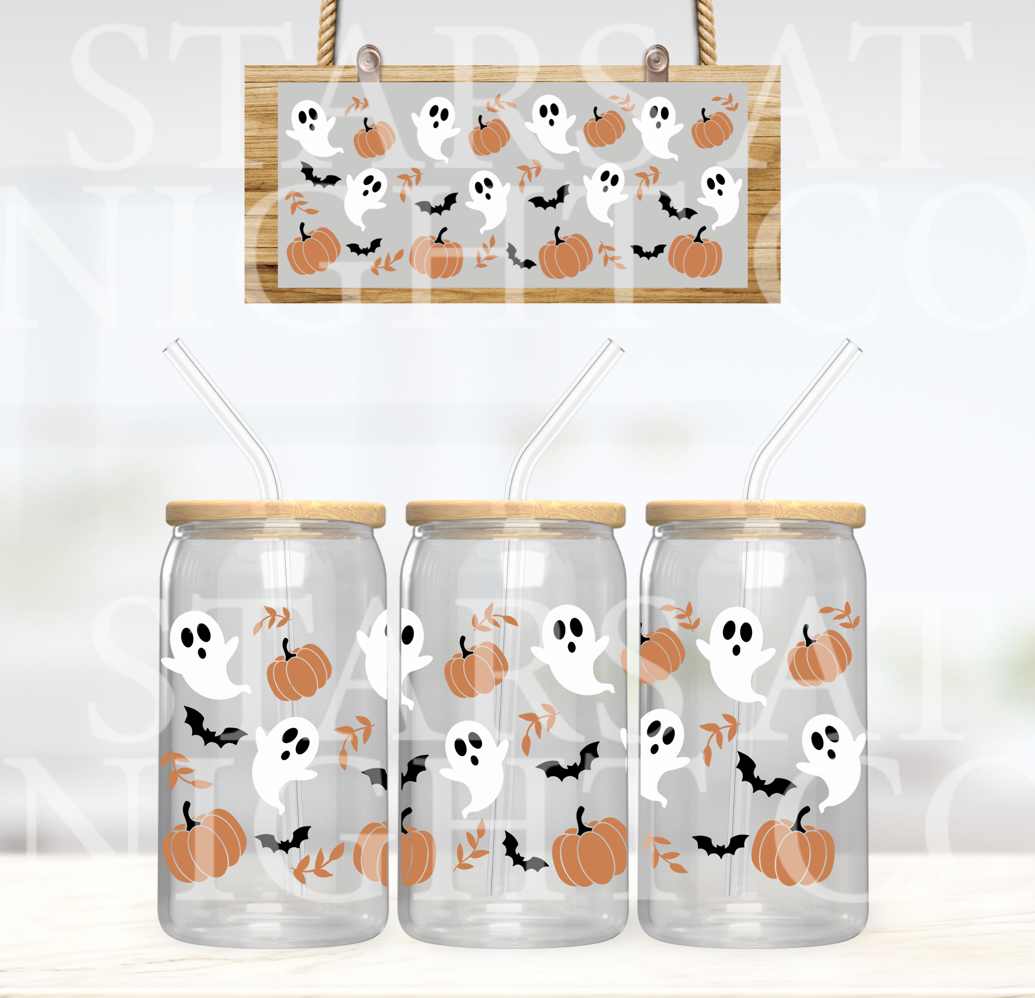 16 oz Fall Ghost Libbey Wrap - Stars at Night Co