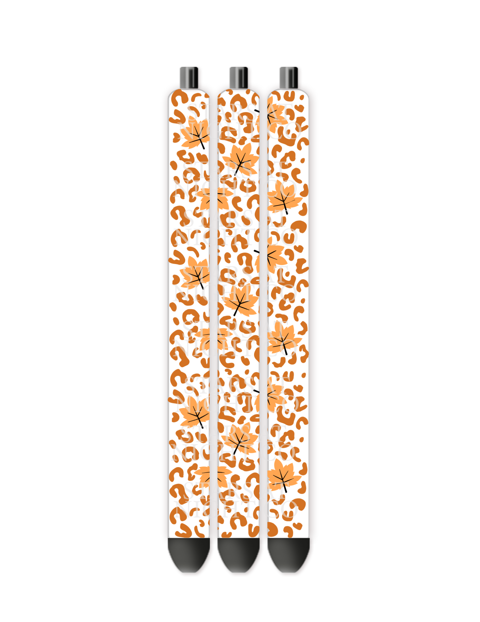Leaves & Cheetah Print Pen Wrap - Stars at Night Co