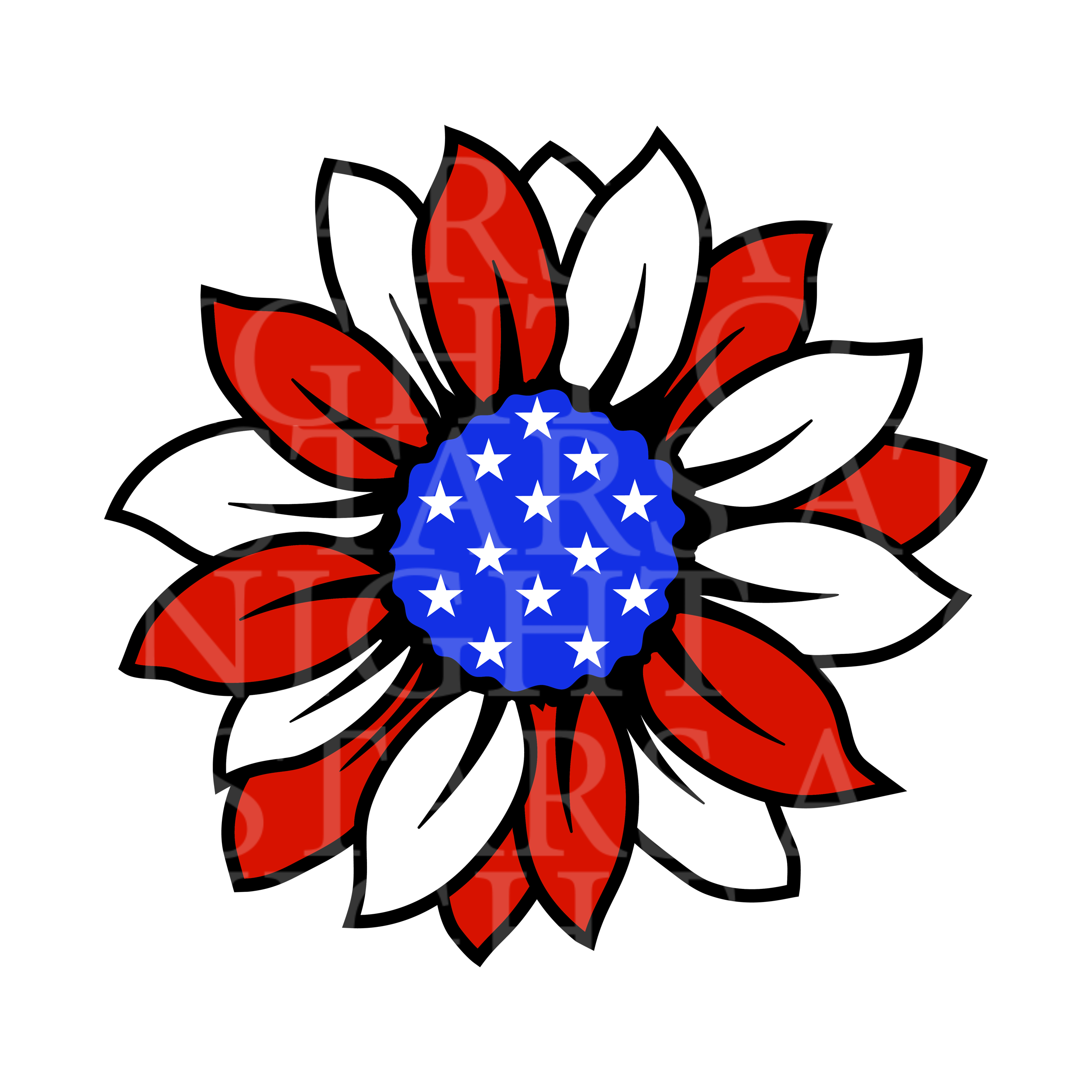Red White Blue Sunflower - Stars at Night Co